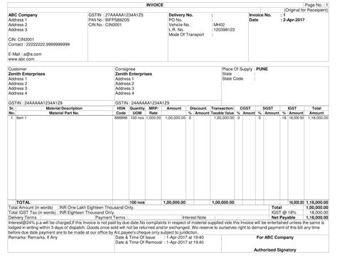 Gst Invoice Bill Format Invoice Rules Tally Solutions