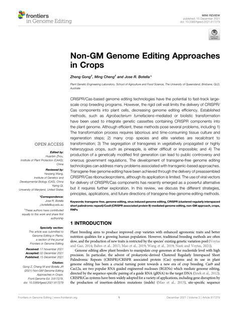 PDF Non GM Genome Editing Approaches In Crops