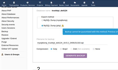 Backup Error Sqlgzerr Maintaining My Dolibarr Dolibarr International Forum