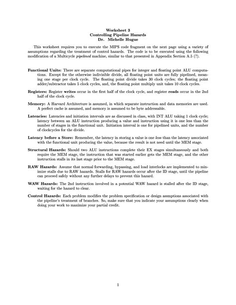 Controlling Pipeline Hazards In System Architecture Homework 3 Cmsc 411 Docsity