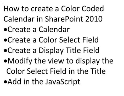 How To Create A Color Coded Calendar In Share Point 2010 Ppt