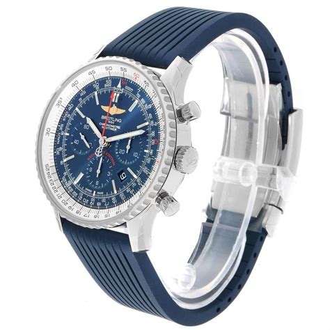 Breitling Navitimer 01 46 Blue Dial Rubber Strap Watch Ab0127 Unworn