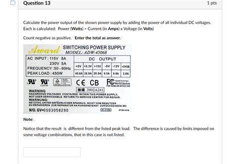 Solved Calculate The Power Output Of The Shown Power Supply Chegg Com