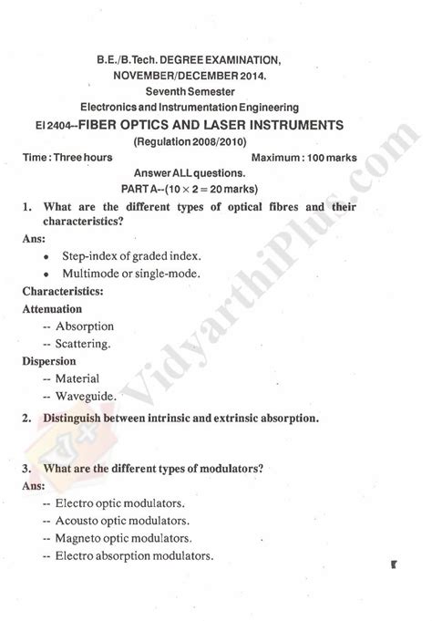 fiber optics and laser instruments solved question papers 2015 edition