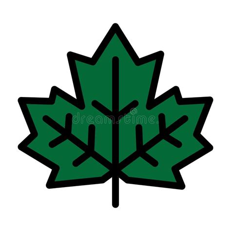 Canadian Maple Leaf Vector Icon Green Canada Leaf Outline Design