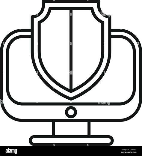 Vector Illustration Of Computer Security Icon With Shield Symbol Representing Cybersecurity And
