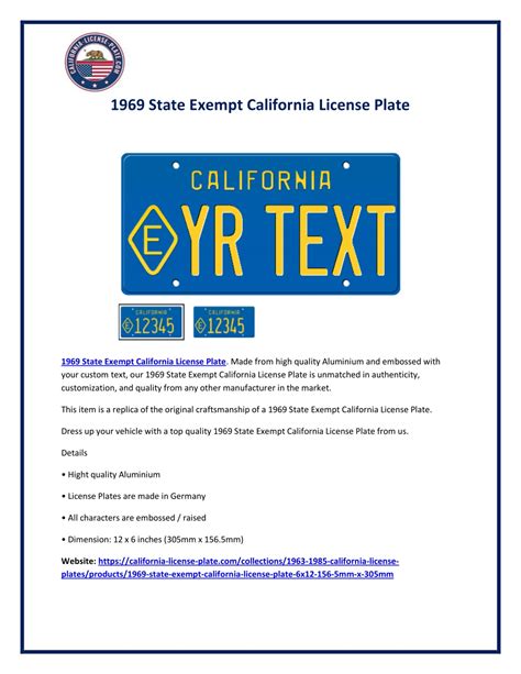 Ppt 1969 State Exempt California License Plate Powerpoint