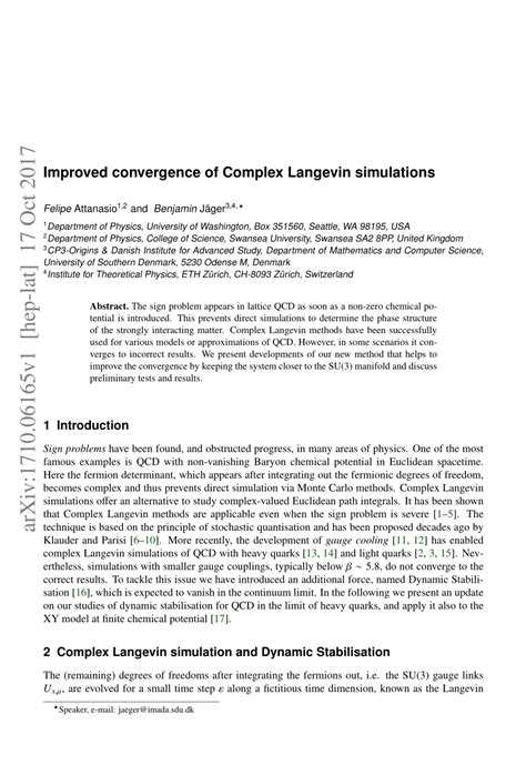 Pdf Improved Convergence Of Complex Langevin Simulations