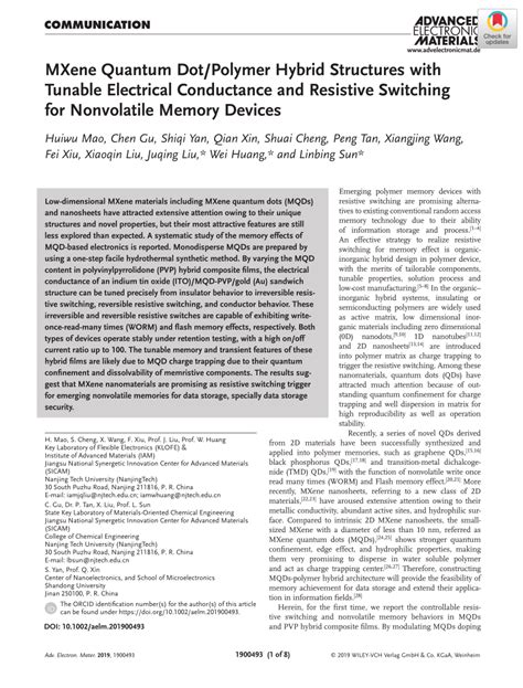 Pdf Mxene Quantum Dotpolymer Hybrid Structures With Tunable