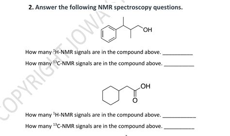 Solved Answer The Following NMR Spectroscopy Questions How Chegg Com
