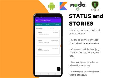 Complete Status Feature Like Whatsapp In Android Using Kotlin Node