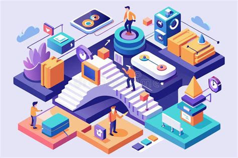 A Vibrant Isometric Design Showcases Diverse Characters Engaging In