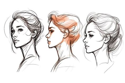 Premium Photo Set Of Three Different Angles Close Up Line Sketch