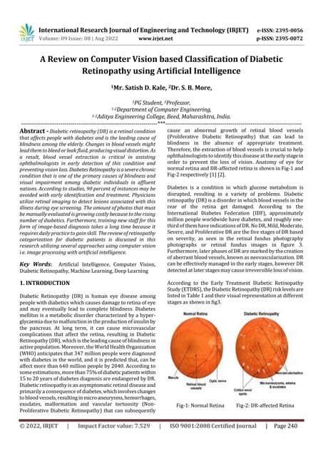 A Review On Computer Vision Based Classification Of Diabetic