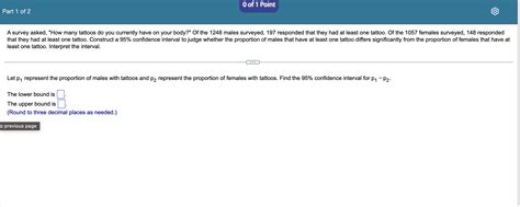 Solved Part 1 Of 20 Of 1 Pointleast One Tattoo Interpret Chegg Com