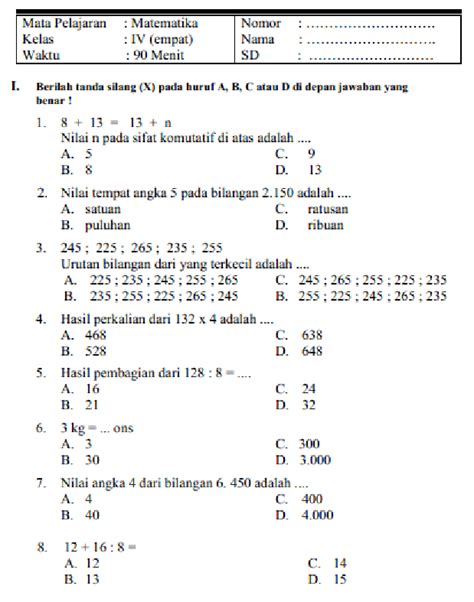 Matematika Kelas 4 Semester 1 Homecare24