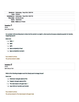 CS 4408 Self Quiz: Unit 2 Attempt Review and Answers - Studocu