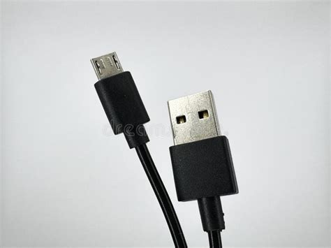 Black Usb Cable Input And Output On White Background Top View Stock Image Image Of Isolated