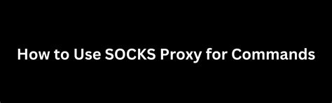 How To Use Socks Proxy For Commands Techkluster