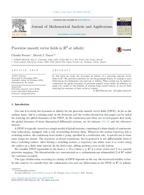 Pdf Piecewise Smooth Vector Fields In R3 At Infinity