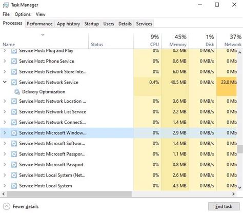 anyone know why service host network service is using a lot of my