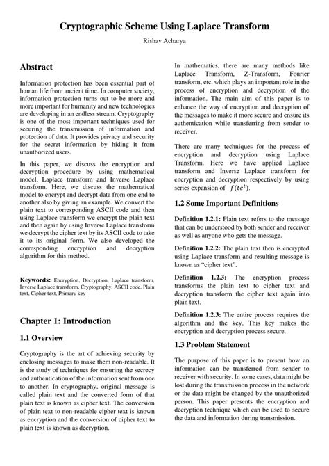 pdf cryptographic scheme using laplace transform
