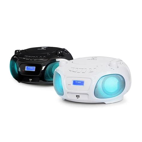 Auna Roadie Dab Cd Player Dab Dab Fm Led Disco Light Effect Usb Bluetooth White