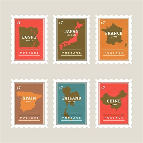 Free Vector Flat Design Postage Stamp Set
