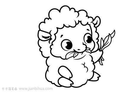小羊吃青草简笔画图片 羊简笔画