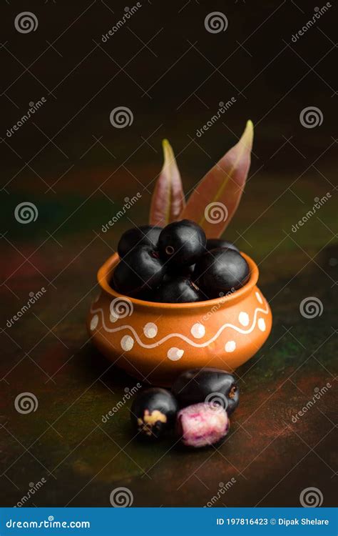 Jambolan Plum Or Jambul Or Jamun Fruit Java Plum Syzygium Cumini On