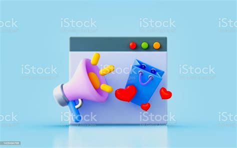 큰 발표를위한 사랑 기호 3d 렌더링 개념이있는 메가폰 가방 3차원 형태에 대한 스톡 사진 및 기타 이미지 3차원 형태 카트 가방 Istock