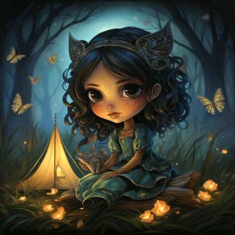 premium ai image there is a girl sitting on a log in the woods