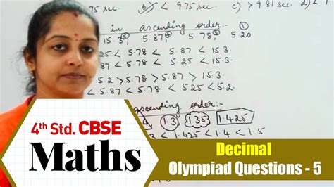 4th Standard Maths Olympiad Decimal Olympiad Questions 5 Ncert
