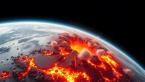 A Concept Of Planet Earth Exploding And Visible From Space Generated By Ai Stock Illustration