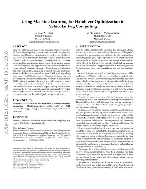 Pdf Using Machine Learning For Handover Optimization In · Future