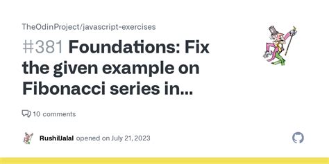 Foundations Fix The Given Example On Fibonacci Series In Readmemd Of Javascript Exercise