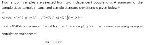 Solved Two Random Samples Are Selected From Two Independent