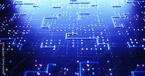 AI Processor Processing Data CPU Circuit Data Flowing Artificial Intelligence Computer And
