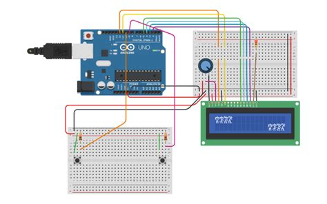 Circuit Design Button Controlled Scrolling Tinkercad
