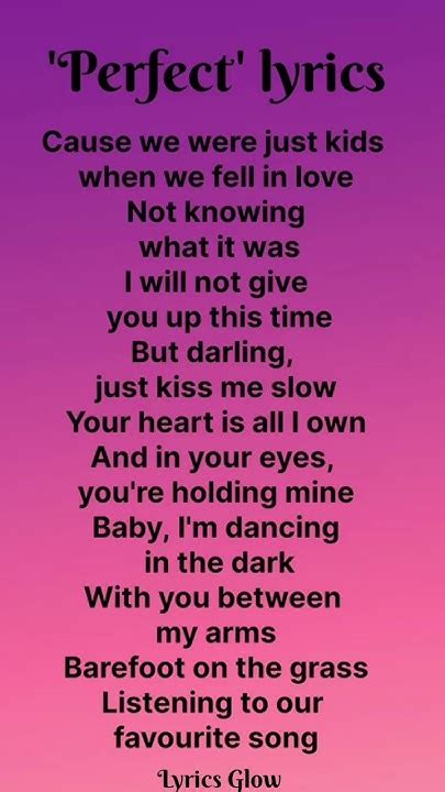 Perfect Song Lyrics Ed Sheeran Romantic English Song Full Lyrics