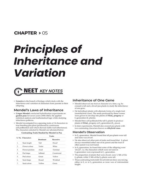 Principles Of Inheritance And Variation Pdf