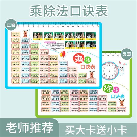 乘法口訣表99乘除法口訣卡片小學數學口訣表二年級全套九九乘法表 蝦皮購物