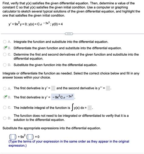 Solved First, verify that y(x) satisfies the given | Chegg.com
