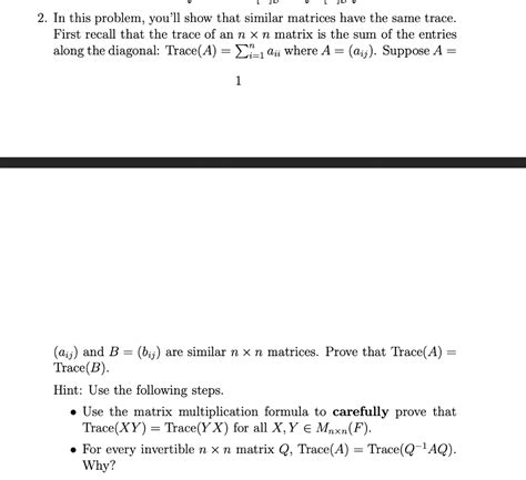 Solved In This Problem You Ll Show That Similar Matrices Chegg