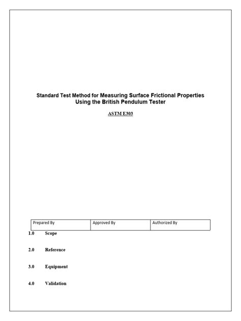 1 Sop Astm E303 Frictional Properties Using The British Pendulum Tester Pdf