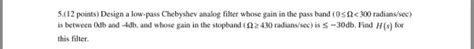 Solved 512 Points Design A Low Pass Chebyshev Analog