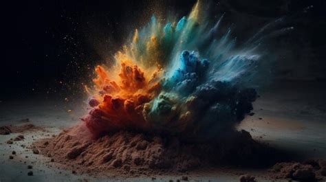 Premium Ai Image Colorful Powder Dust Explosion Generative Ai