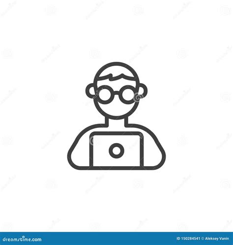 Programmer Line Icon Stock Vector Illustration Of Freelancer