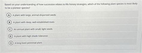 Solved Based On Your Understanding Of How Succession Relates Chegg