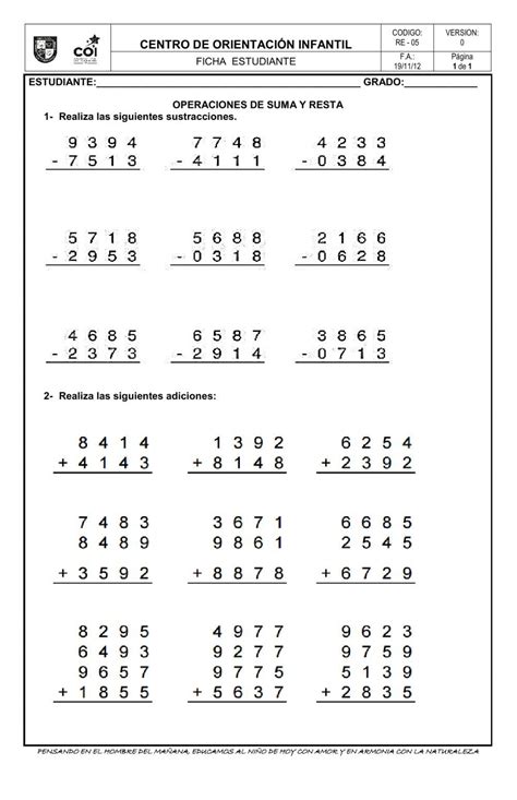 Ejercicio Online De Sumas Y Restas Para Cuarto Images My Xxx Hot Girl